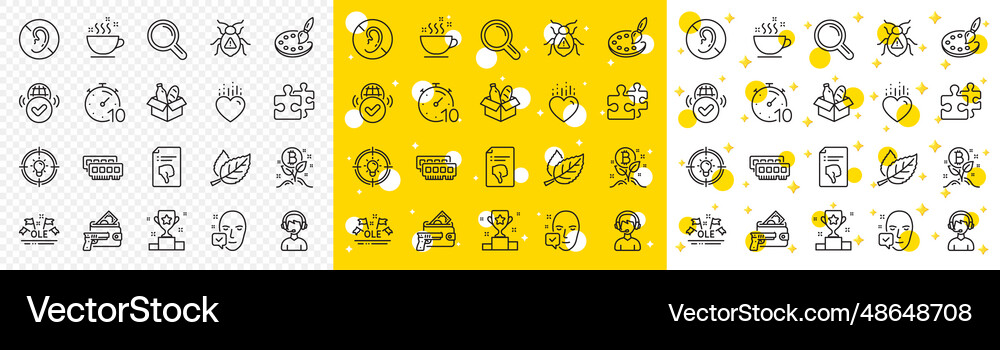 Outline heart research and armed robbery line Vector Image