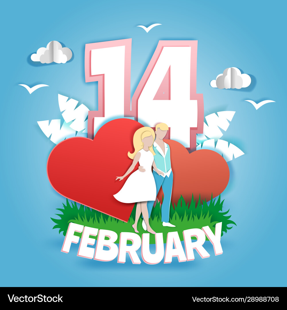 Romantic love in paper art Royalty Free Vector Image