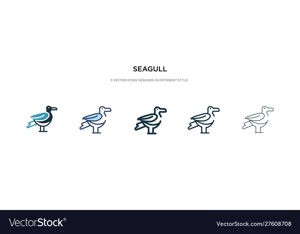 Seagull icon in different style two colored Vector Image
