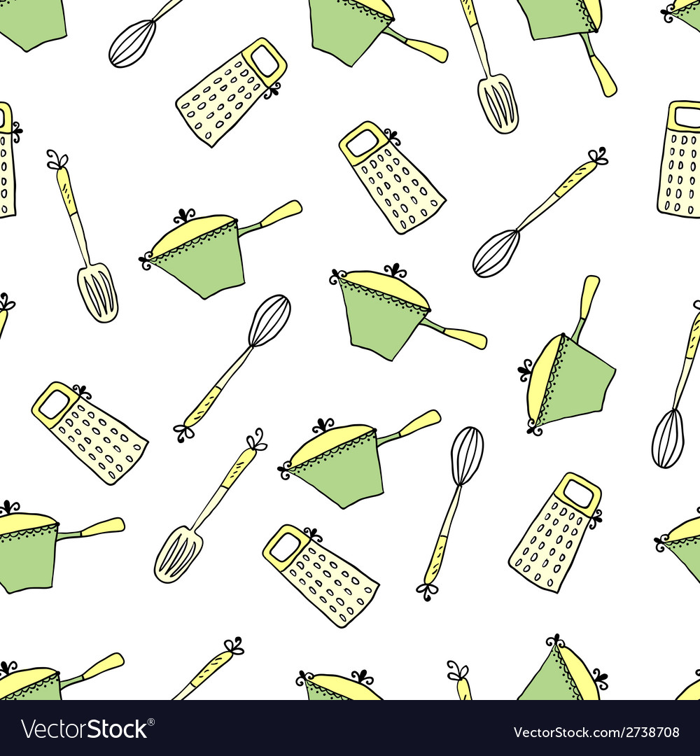Seamless cute pattern with kitchen items Vector Image