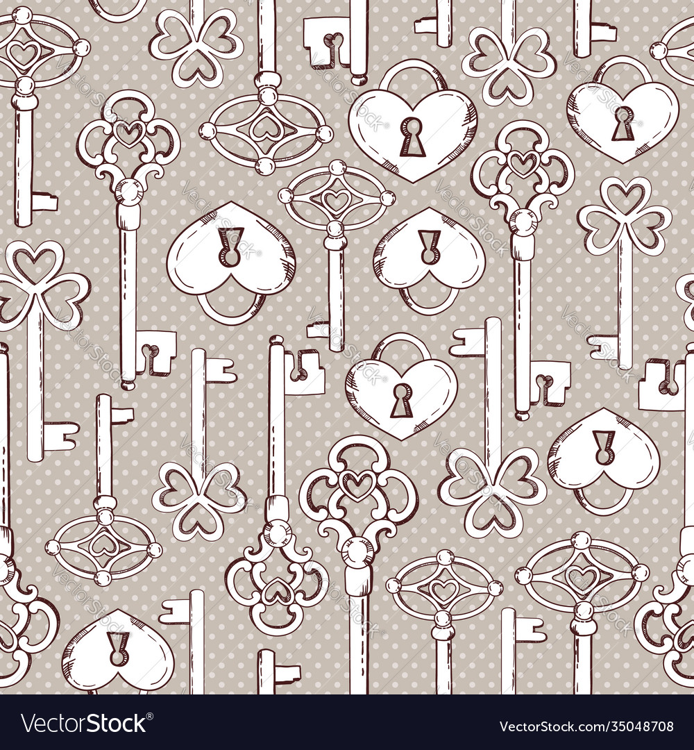 Seamless keys pattern vintage background Vector Image