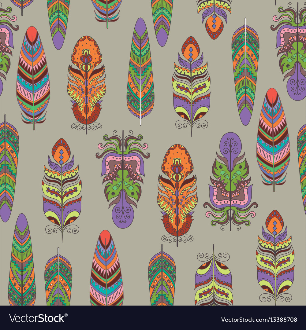 Seamless pattern with feather Royalty Free Vector Image
