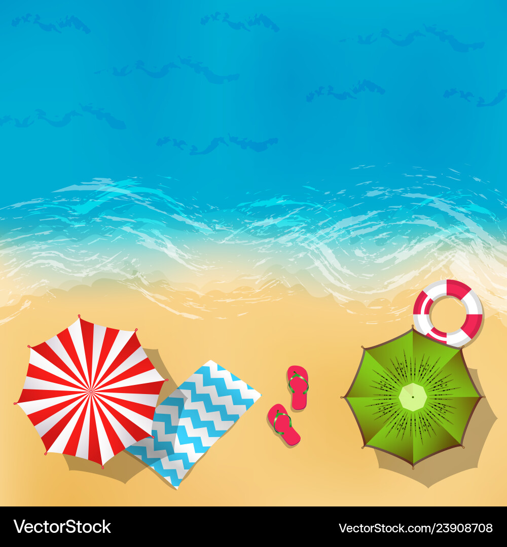 Summer beach landscape with sand water Royalty Free Vector