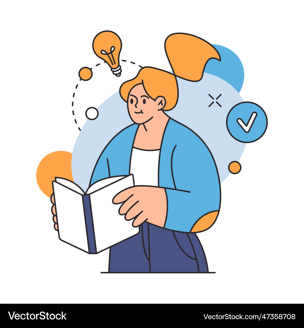 Woman holding book education and study Royalty Free Vector