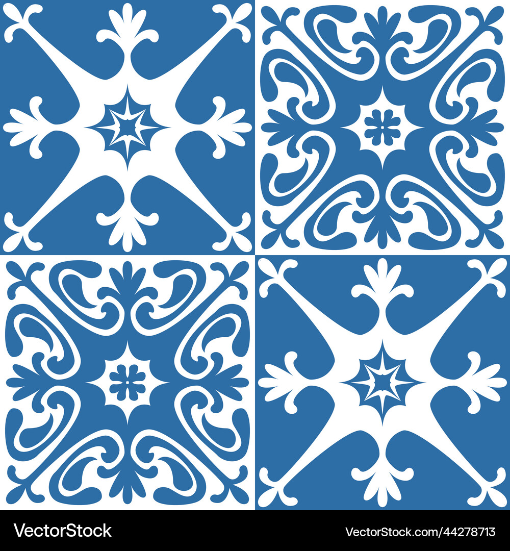 Azulejo ceramic tiles motif for interior decor Vector Image