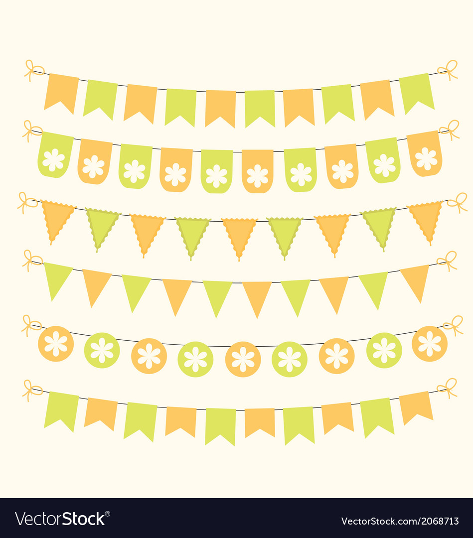 Bunting set patel green and orange scrapbook Vector Image