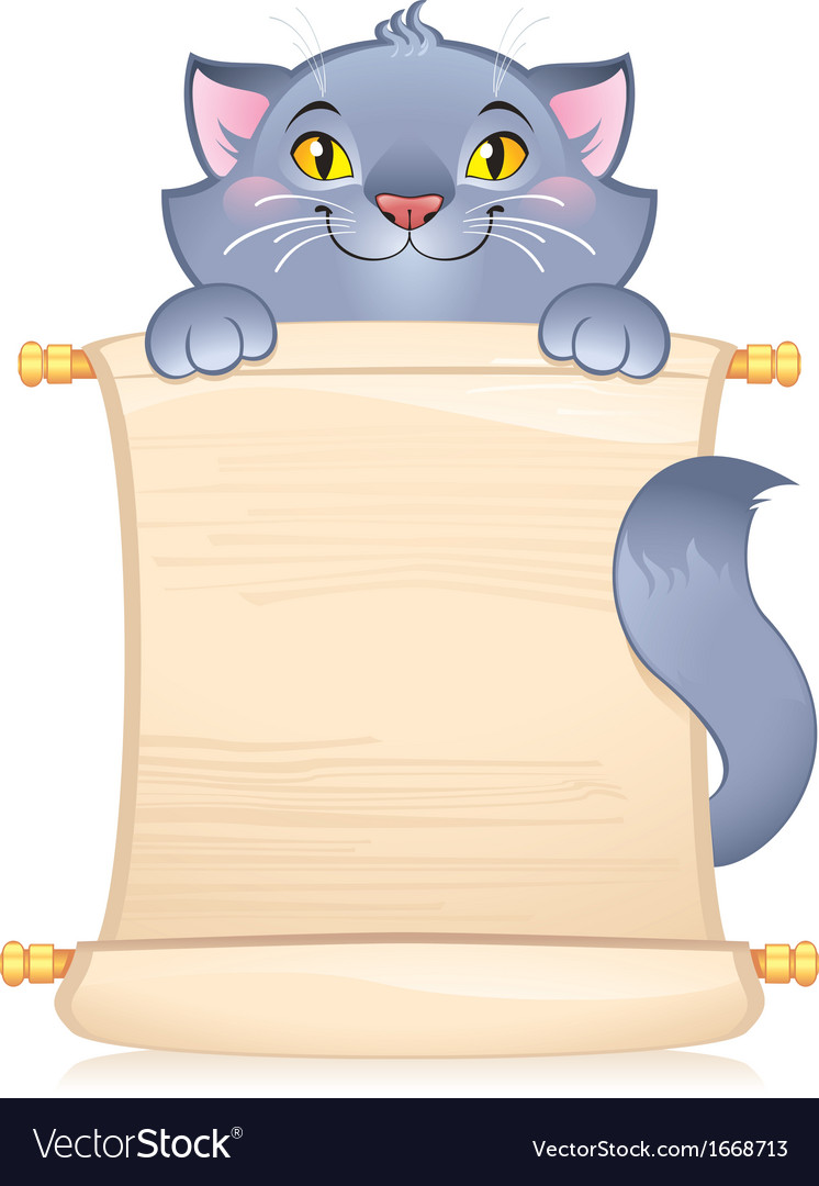 Cat with scroll Royalty Free Vector Image - VectorStock
