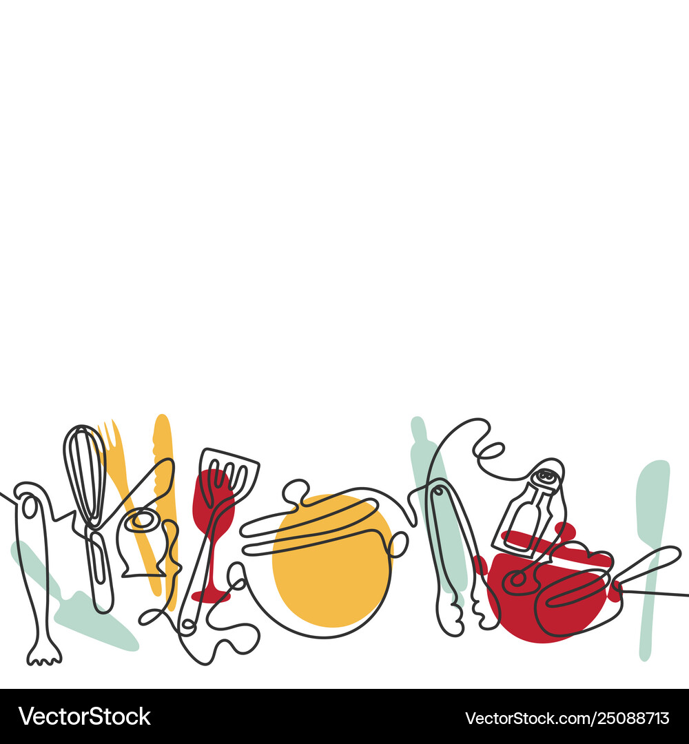 Cutlery line art background one drawing Royalty Free Vector