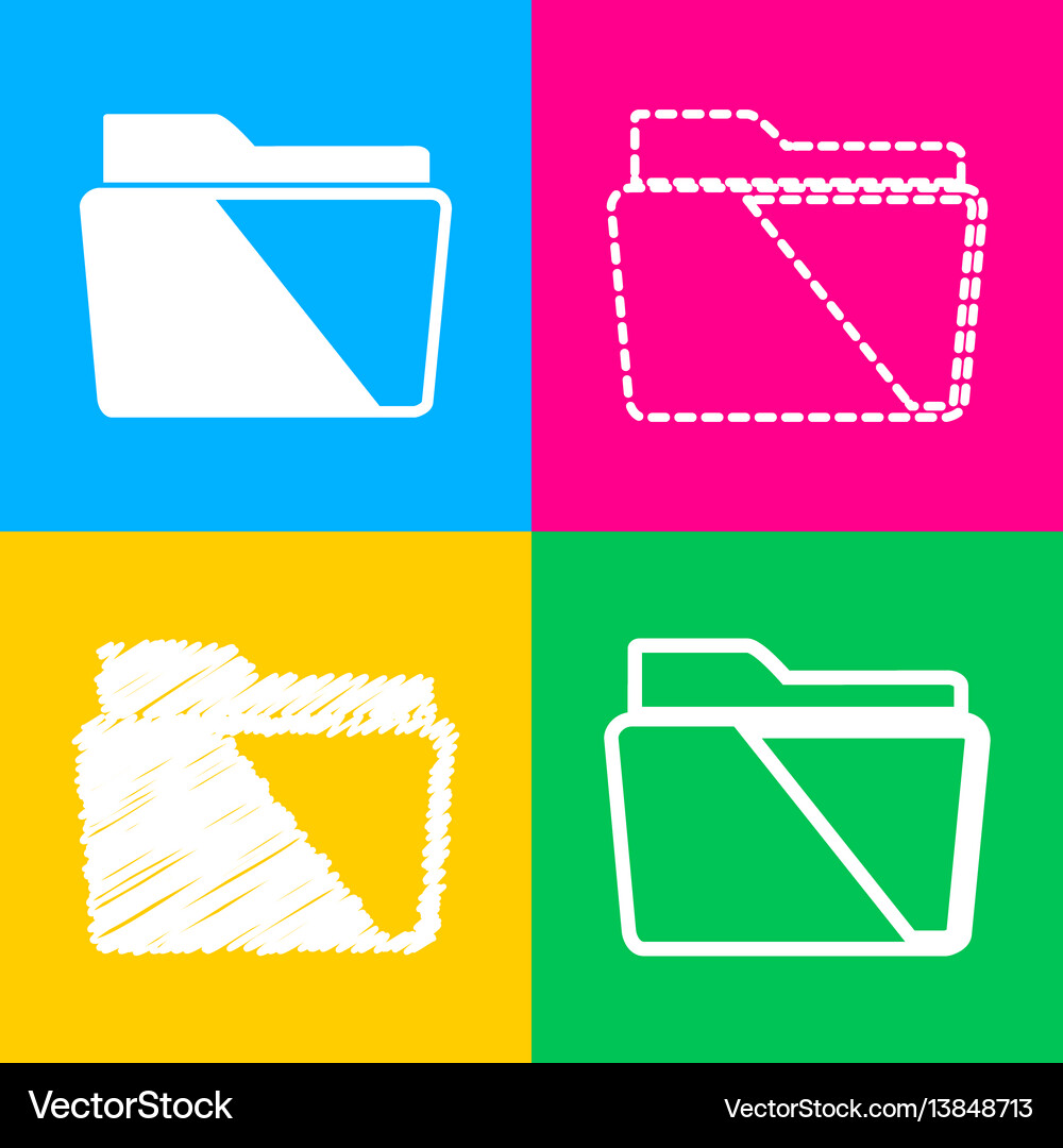 Folder sign four styles of icon Royalty Free Vector Image