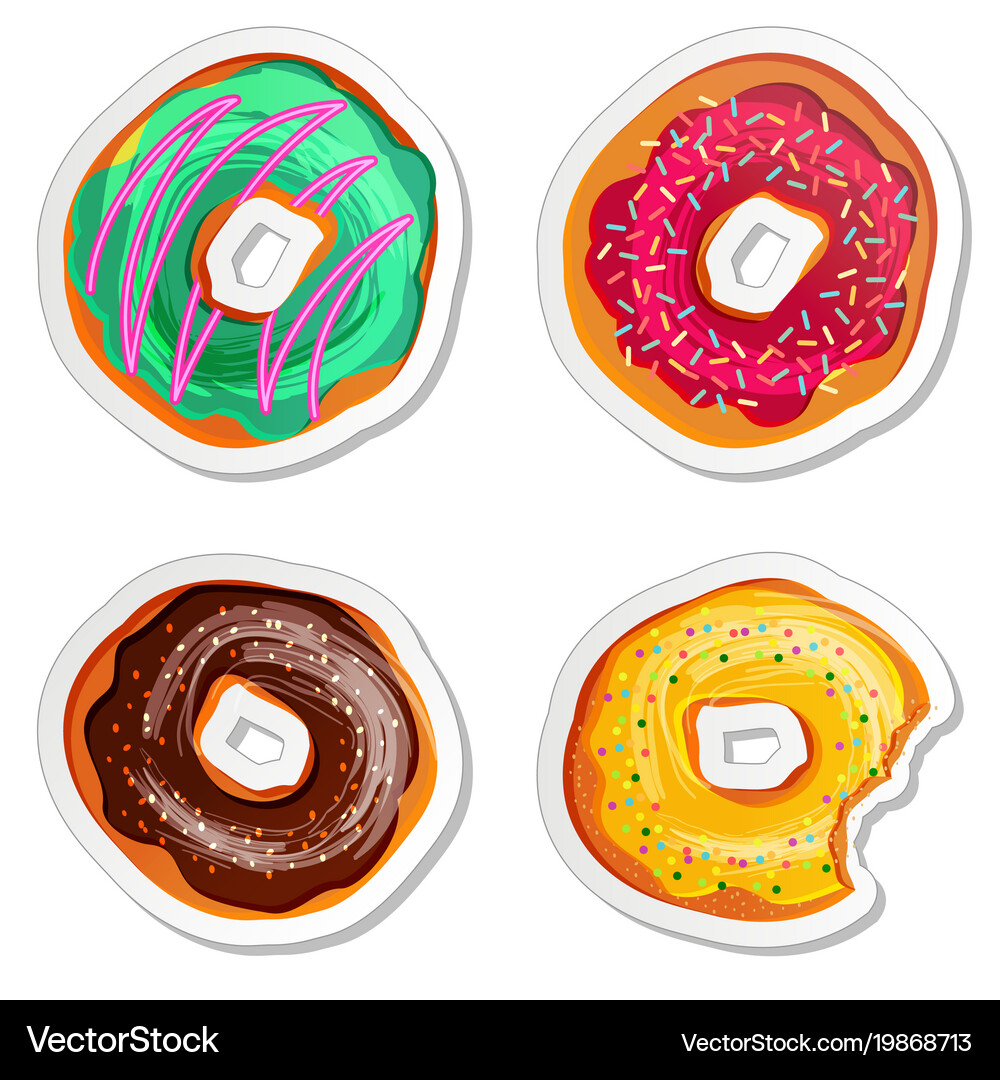 Food label or sticker set donuts Royalty Free Vector Image
