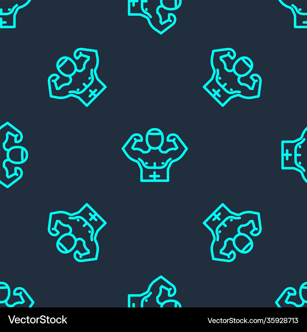 Green line bodybuilder showing his muscles icon Vector Image
