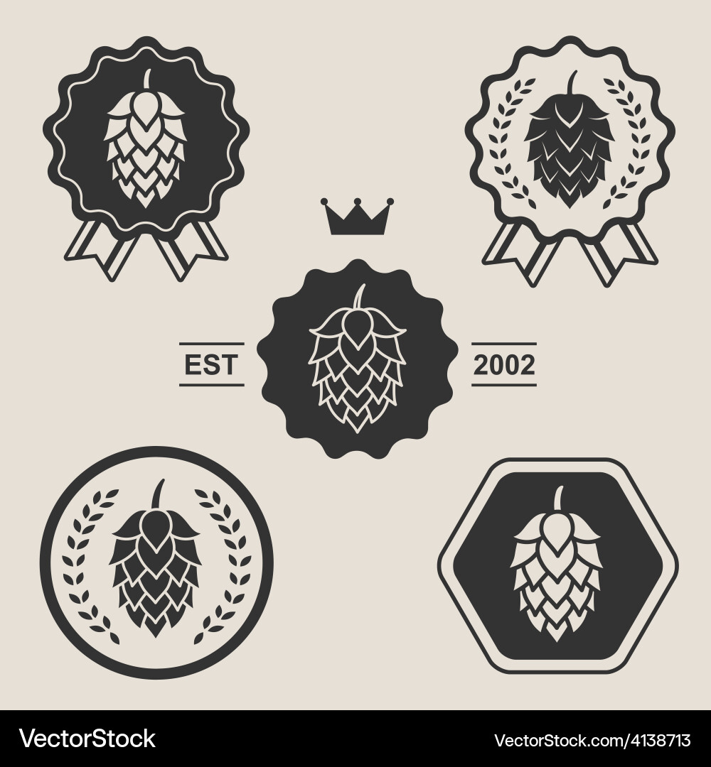 Hop craft beer sign symbol label element Vector Image