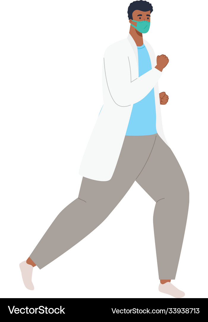 Man doctor with mask running design Royalty Free Vector