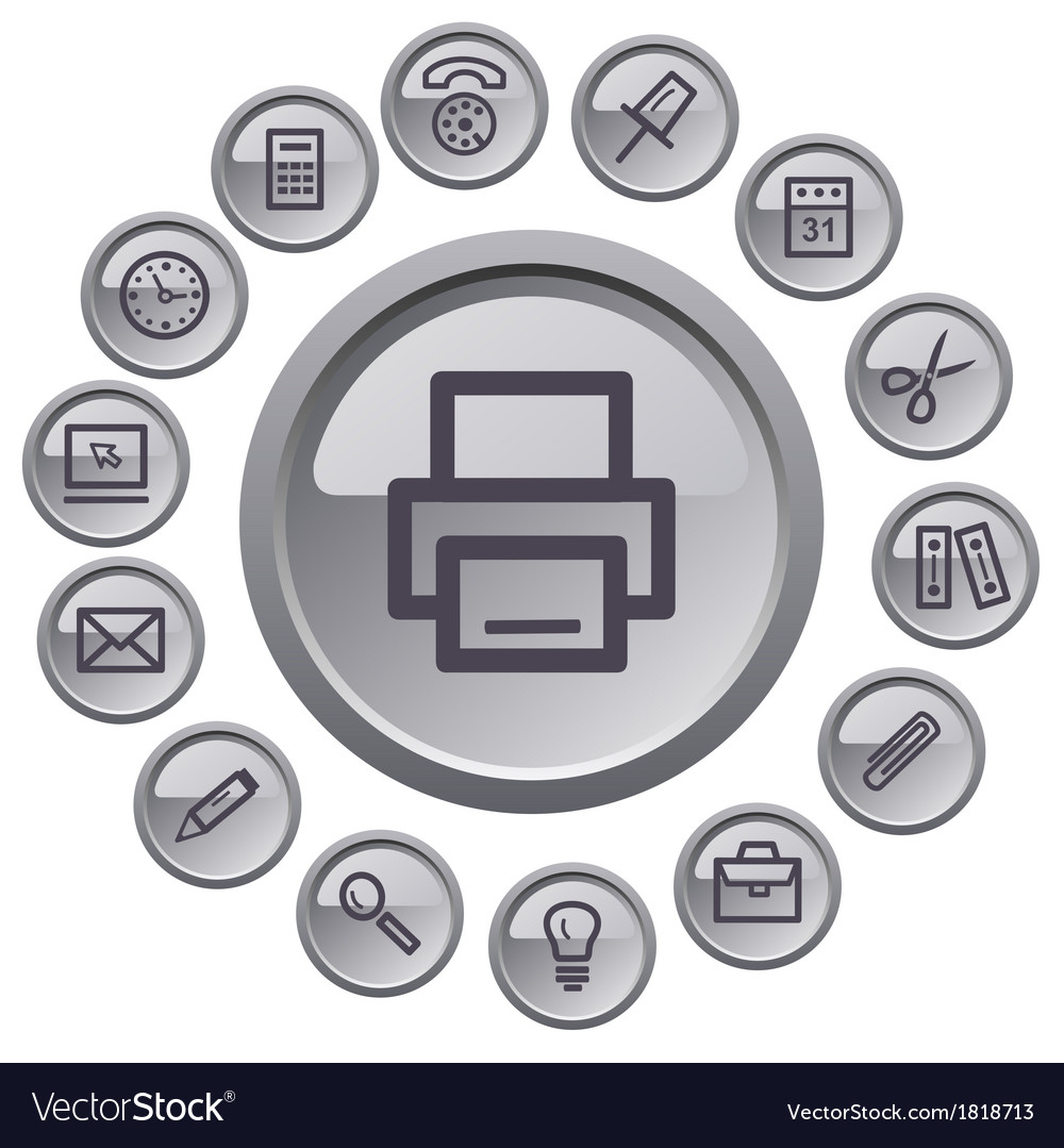Office buttons Royalty Free Vector Image - VectorStock