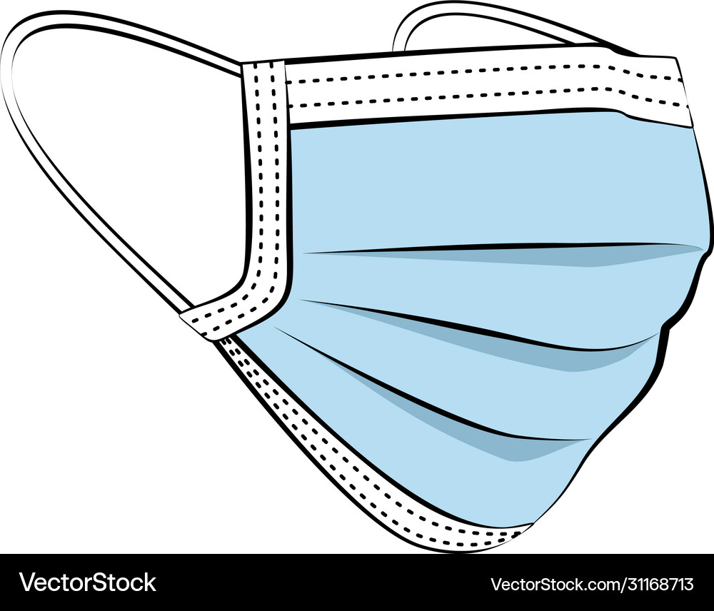 One blue medical mask image isolated Royalty Free Vector