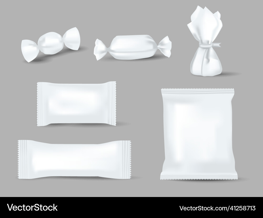 Realistic mockups of candy wrappers on grey Vector Image