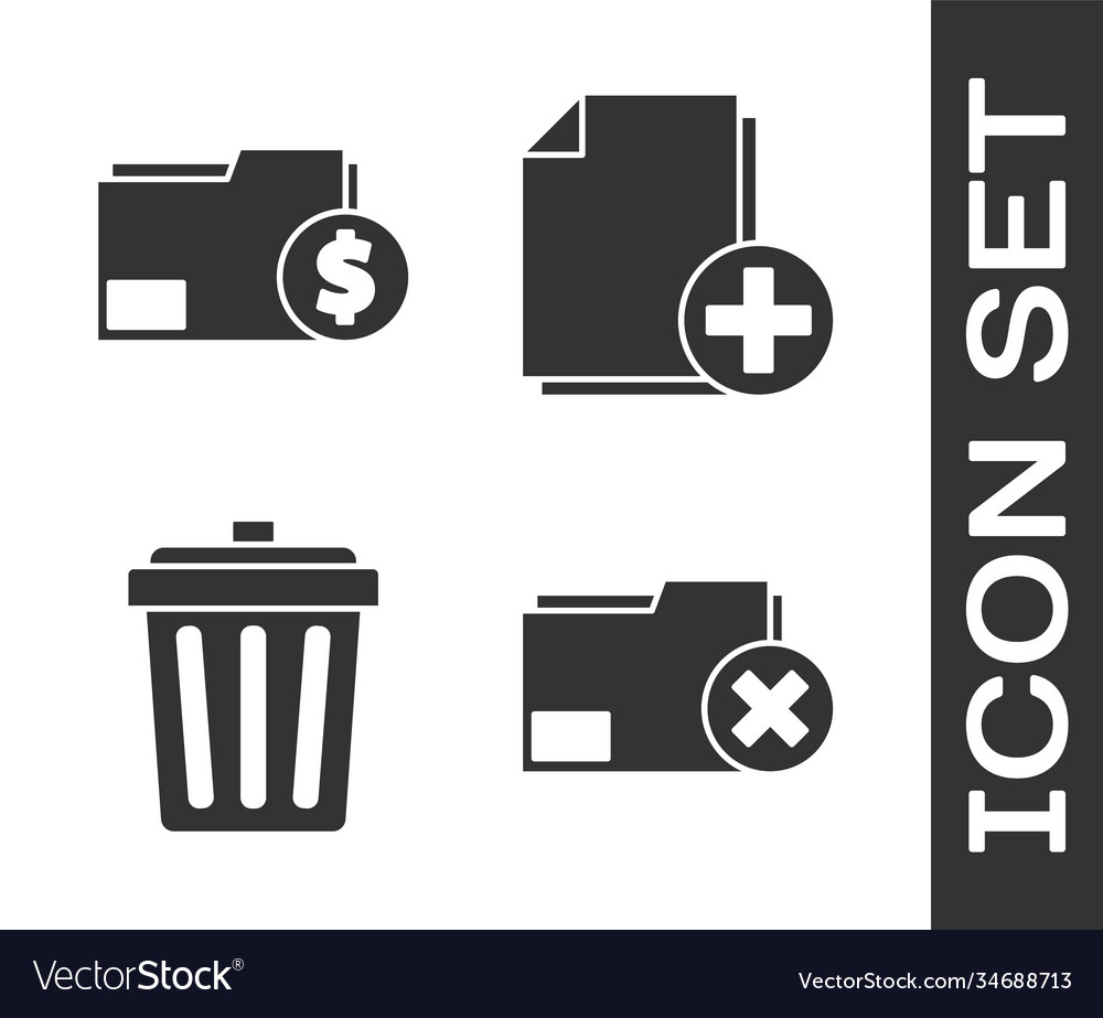 Set delete folder finance document folder trash Vector Image Set delete folder finance document folder trash Vector Image