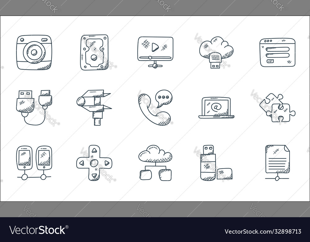 Technology line icons linear set quality line set Vector Image
