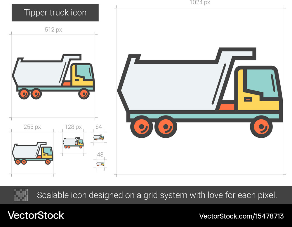Tipper truck line icon Royalty Free Vector Image
