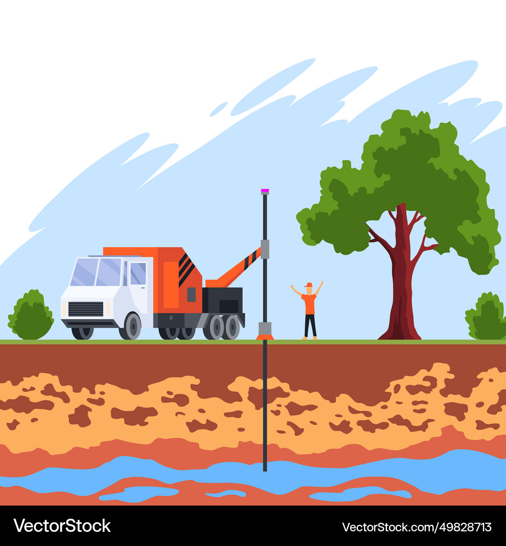 Water supply wells system structure of soil Vector Image