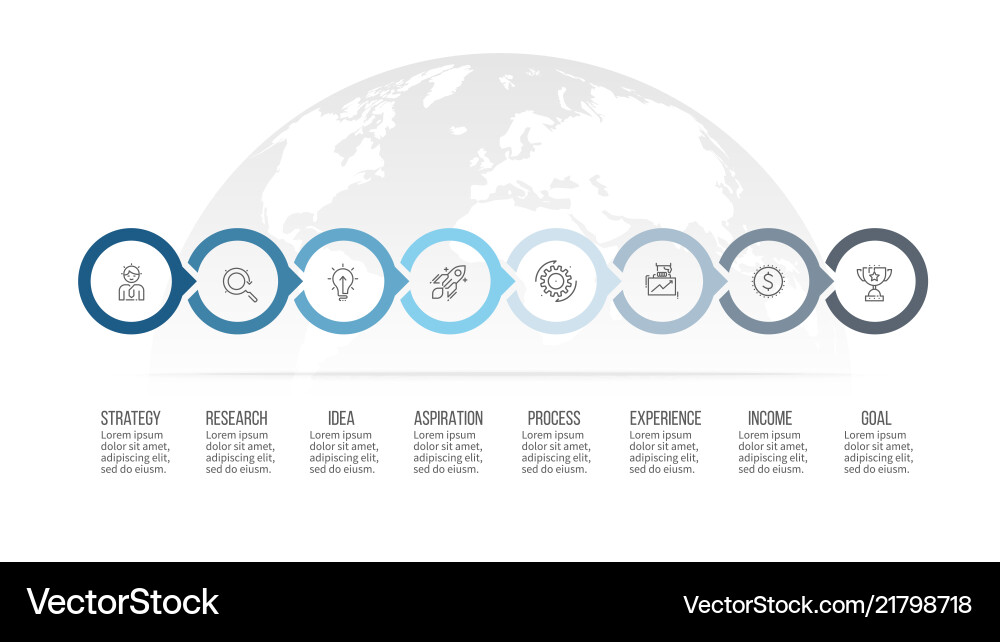 Business infographics timeline with 8 steps Vector Image