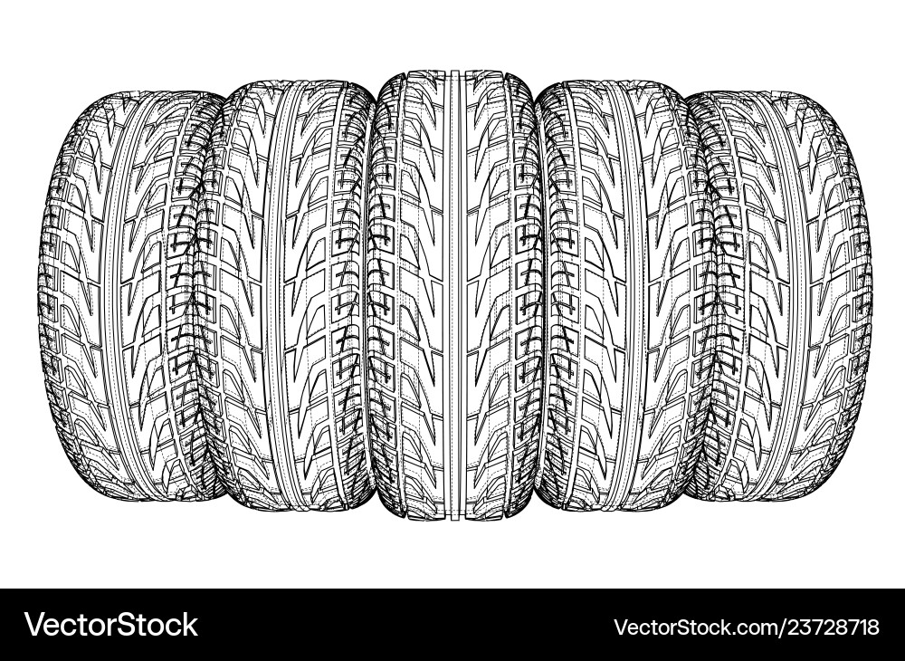 Car tires concept rendering of 3d Royalty Free Vector Image