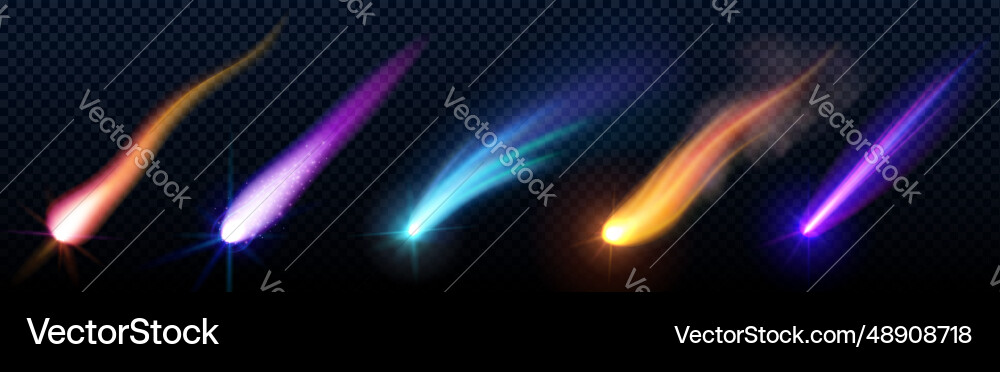 Comet or meteor with dust and smoke glowing trail Vector Image
