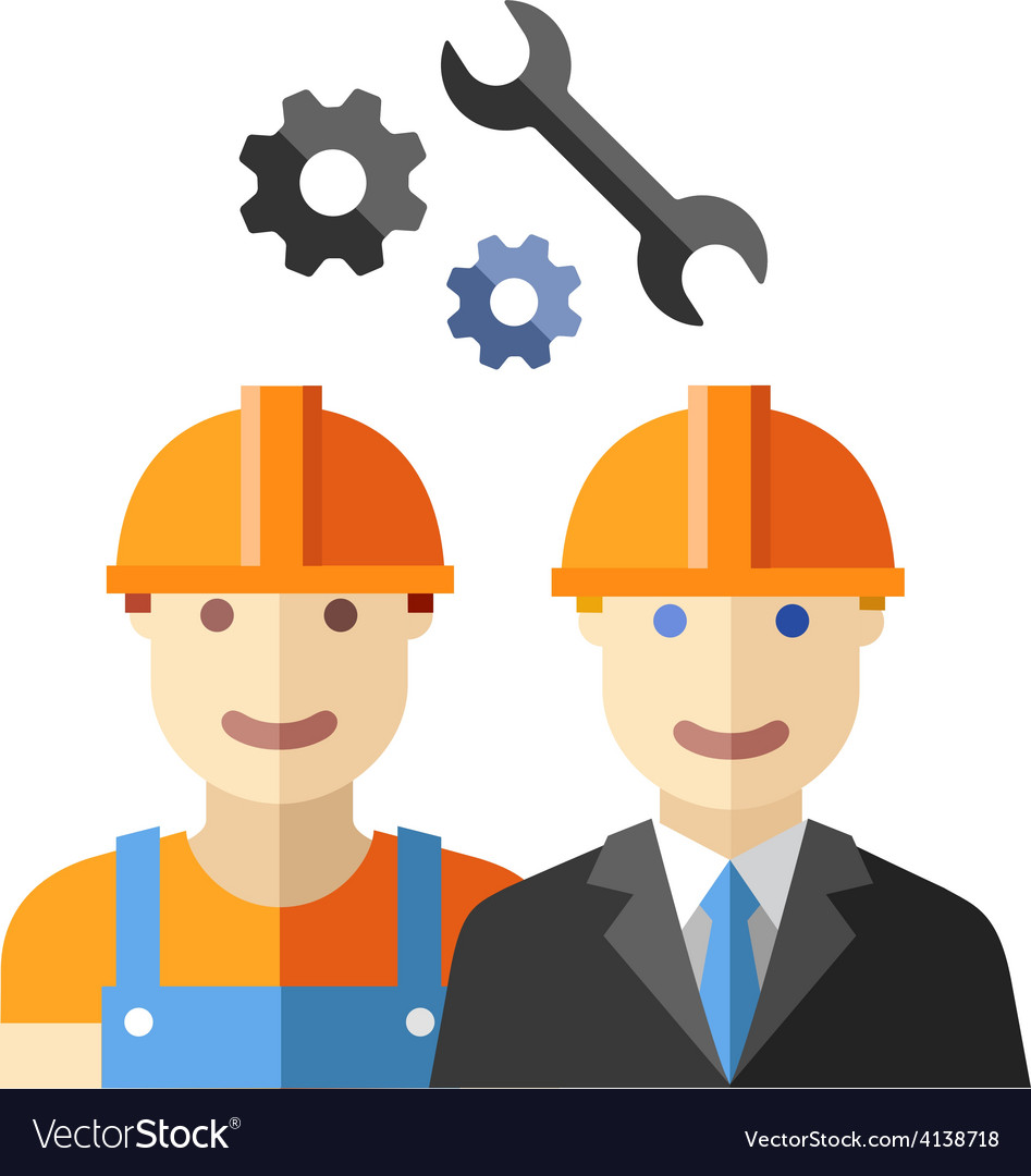 Construction worker flat avatar set Royalty Free Vector