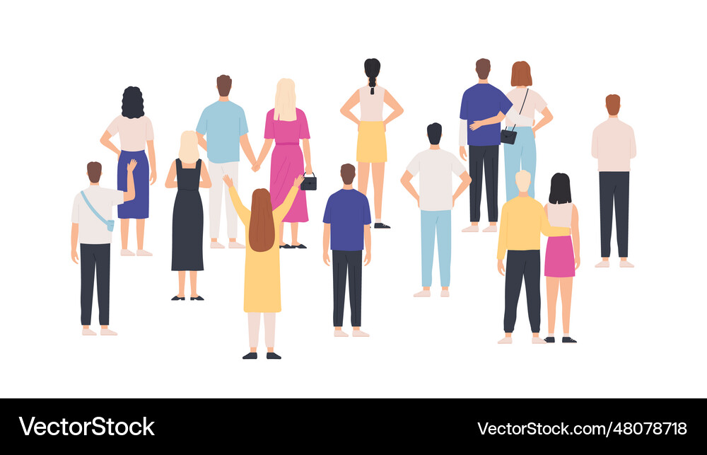 Crowd standing back view group of people from Vector Image