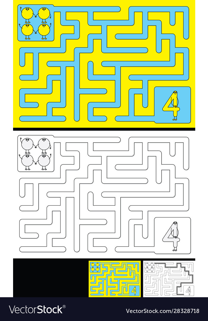 Easy number maze - 4 Royalty Free Vector Image Easy number maze - 4 Royalty Free Vector Image