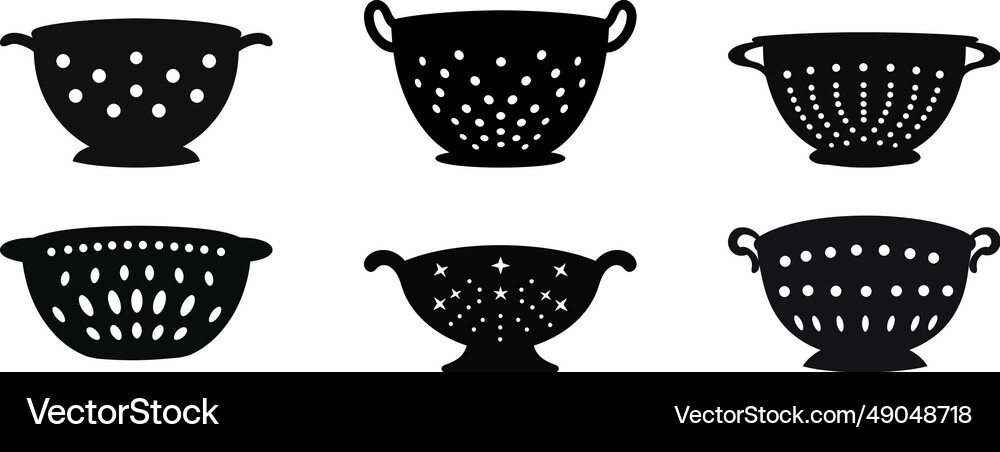 Food preparation icon set depicting colanders Vector Image