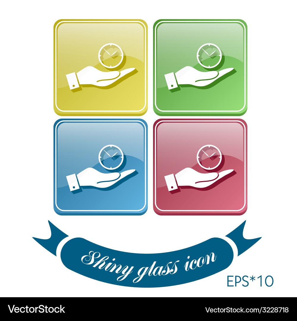 Hand holding a clock icon watch symbol time Vector Image