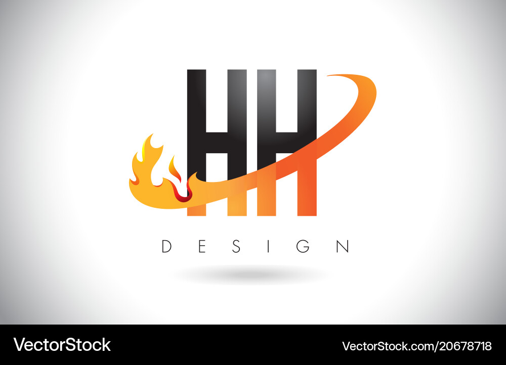 Hh h letter logo with fire flames design Vector Image