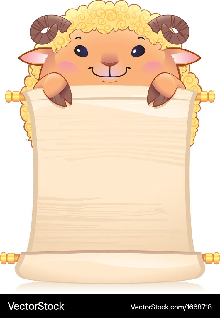 Lamb with scroll Royalty Free Vector Image - VectorStock