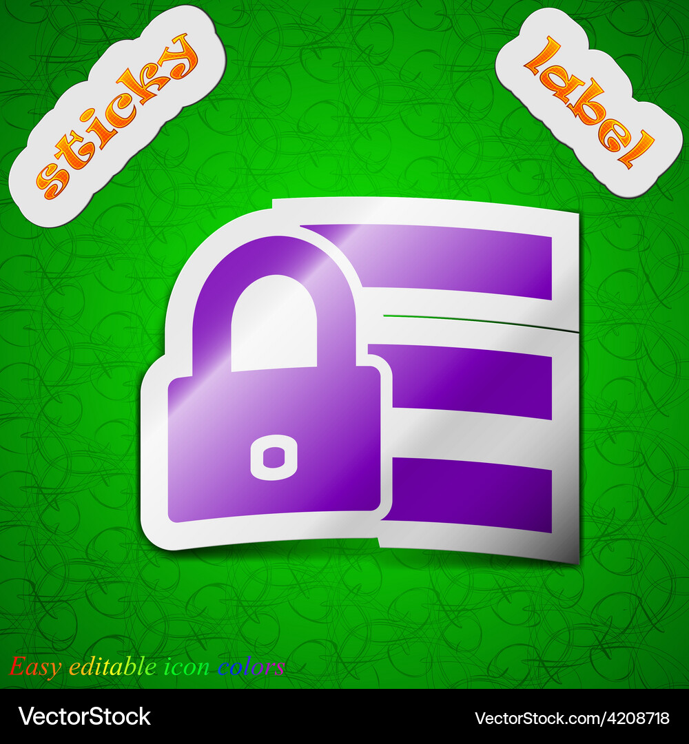 Lock login icon sign symbol chic colored sticky Vector Image