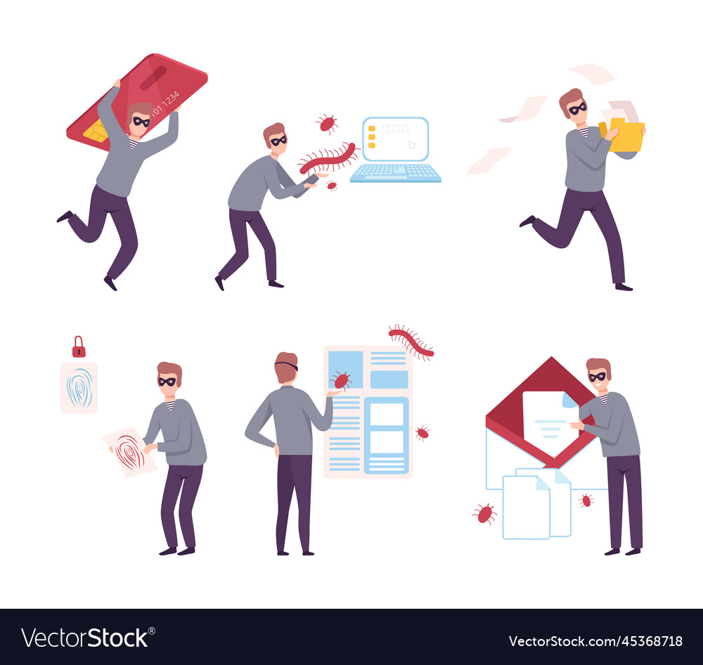 Scammer stealing personal privacy data and money Vector Image