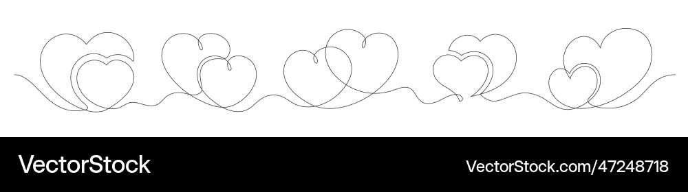 Set of continuous one line hearts Royalty Free Vector Image