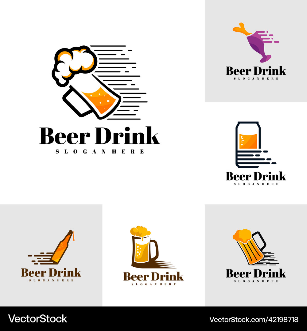 Set of fast beer logo design creative drink Vector Image