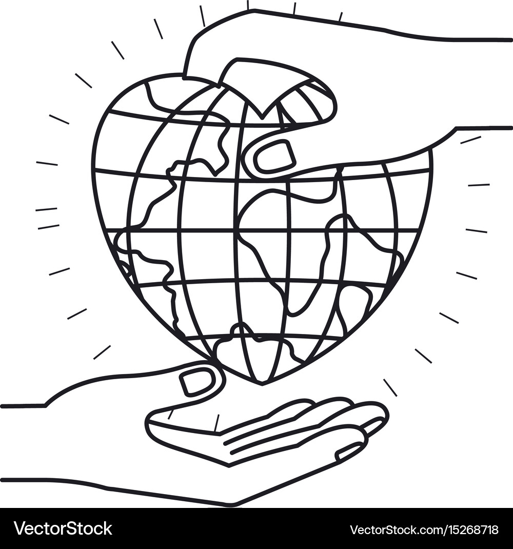 Silhouette side view palm human holding a earth Vector Image
