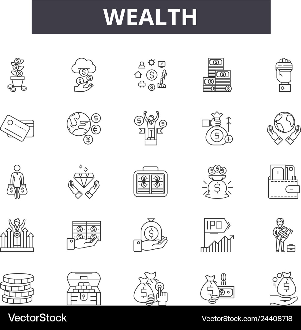 Wealth line icons for web and mobile design Vector Image