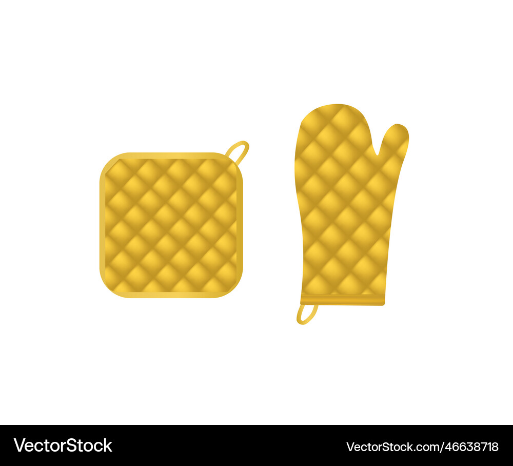 Yellow oven mitt and pot holder Royalty Free Vector Image