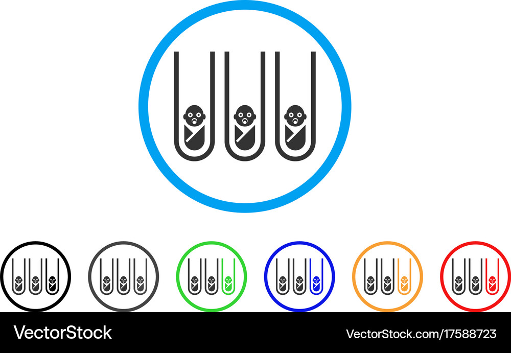 Baby cloning test-tubes rounded icon Royalty Free Vector