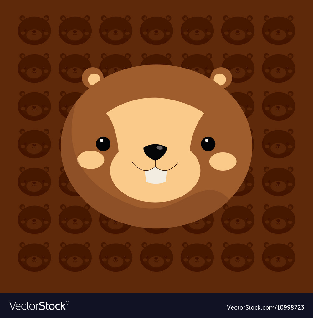 Beaver with pattern background image Royalty Free Vector