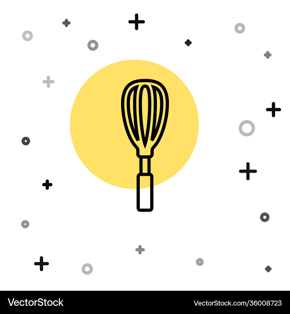 Black line kitchen whisk icon isolated on white Vector Image