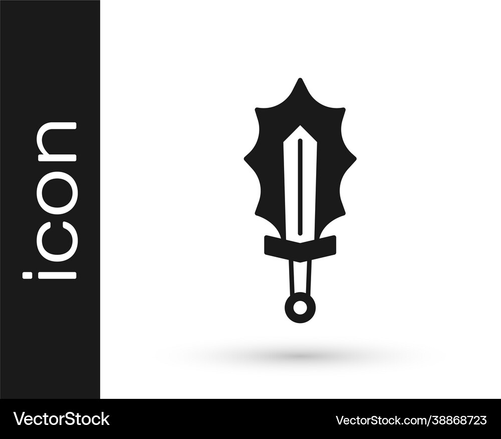 Black magic sword in fire icon isolated on white Vector Image