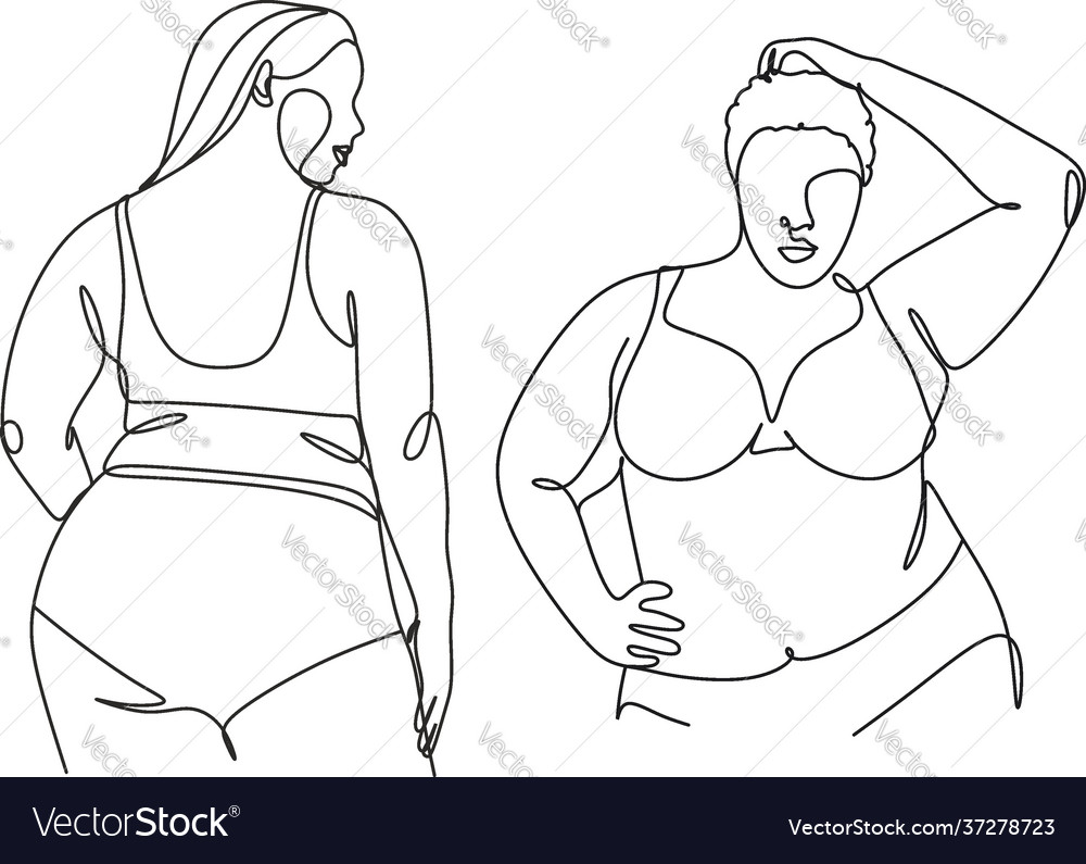 Body positive female figure line art Royalty Free Vector Body positive female figure line art Royalty Free Vector