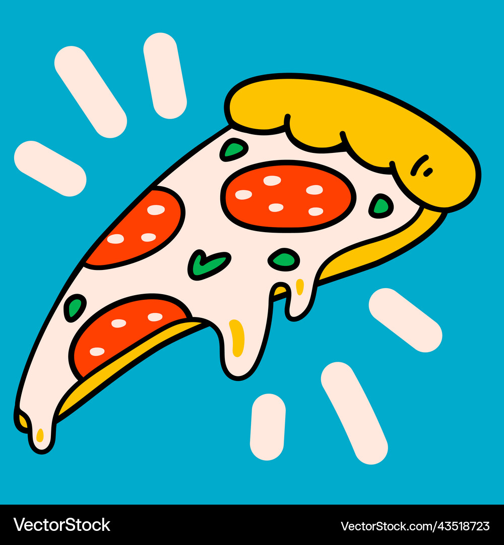 Cartoon funny cute comic characters pizza Vector Image