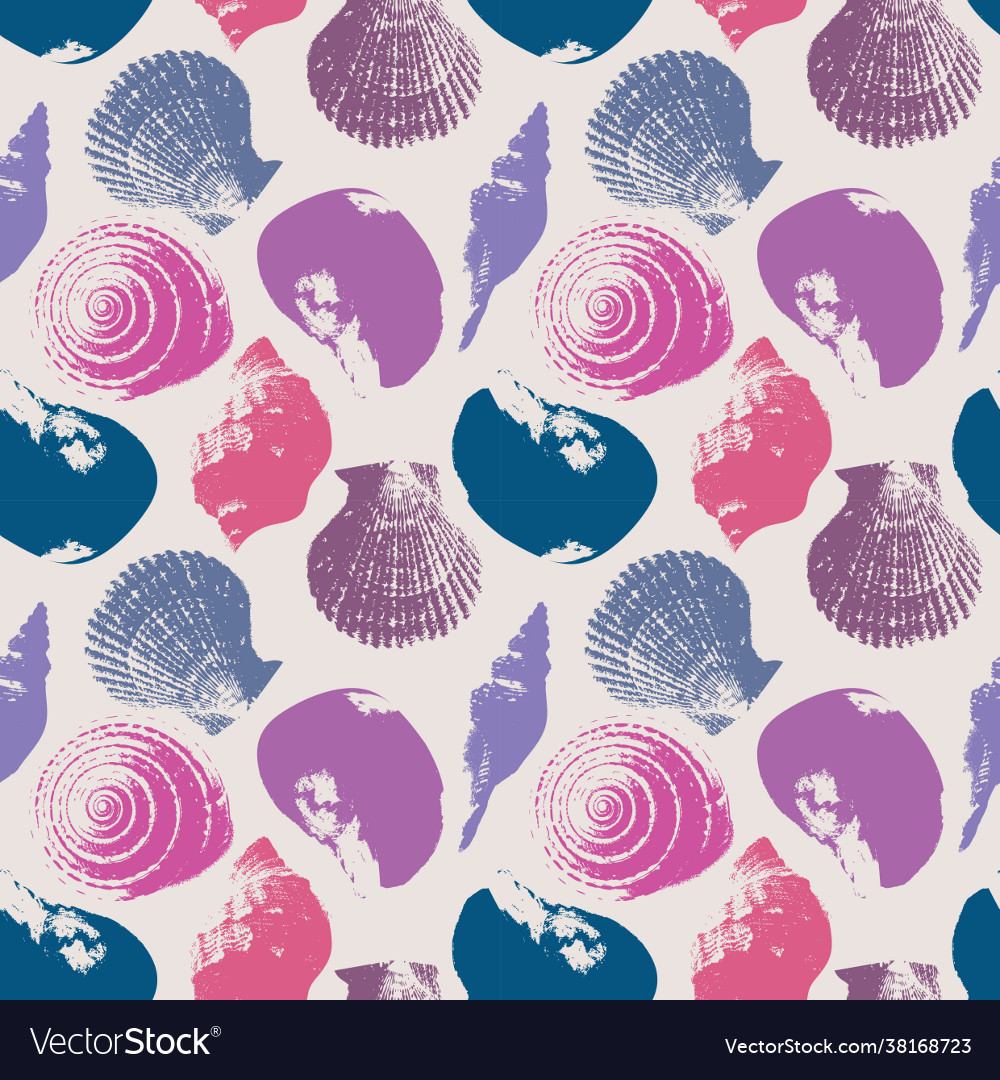 Decorative seashells seamless pattern Royalty Free Vector