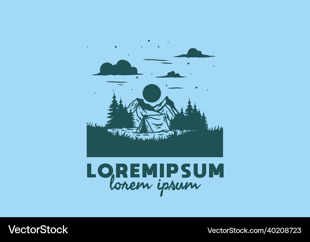 Drawing of overnight camping Royalty Free Vector Image