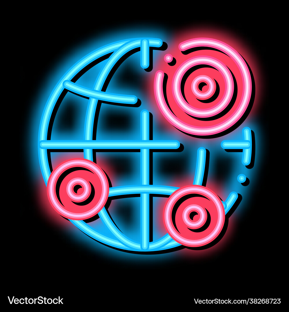 Earthquake locations neon glow icon Royalty Free Vector